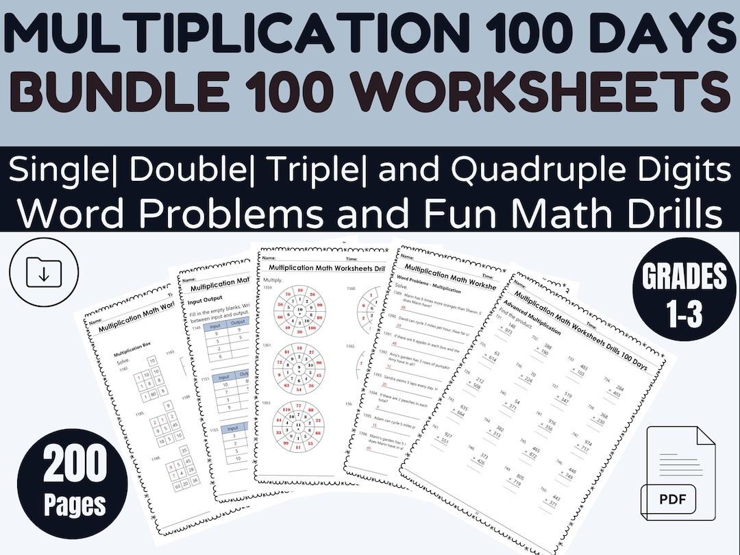 Multiplication Math Drills, 100 Days of Timed Tests, Grades 3-5, Ages 8 ...