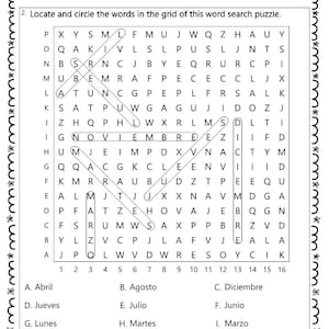 Sopa De Letras De Los Meses Y Días Days & Months 5 Word Search Puzzles ...