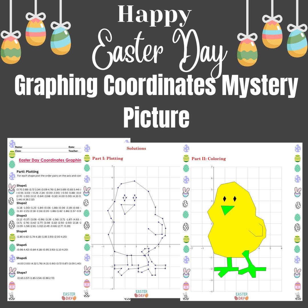 Easter Coordinate Plane Mystery Graphing Picture and Coloring Shapes 4 ...