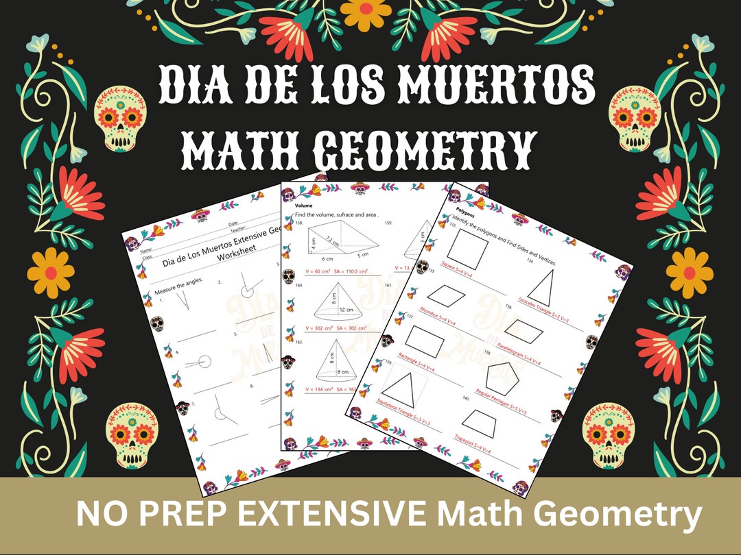 Día De Los Muertos Math Geometry Day of the Dead Volume, Area, Angles ...