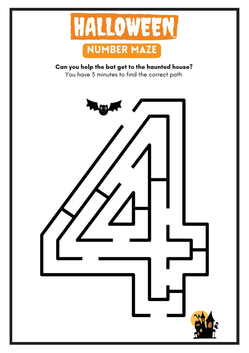 Halloween Number Maze Printable Number Maze Worksheets, Number ...