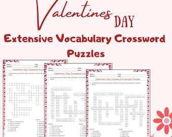 Valentine's Day Crossword Puzzle, Family Friendly Fun Printable ...