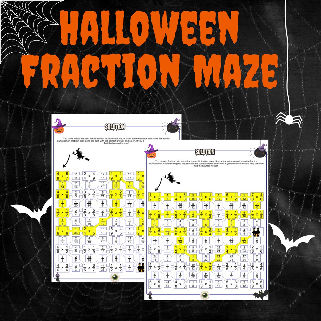 HALLOWEEN MAZE Fraction Multiplication Halloween Math Activities ...