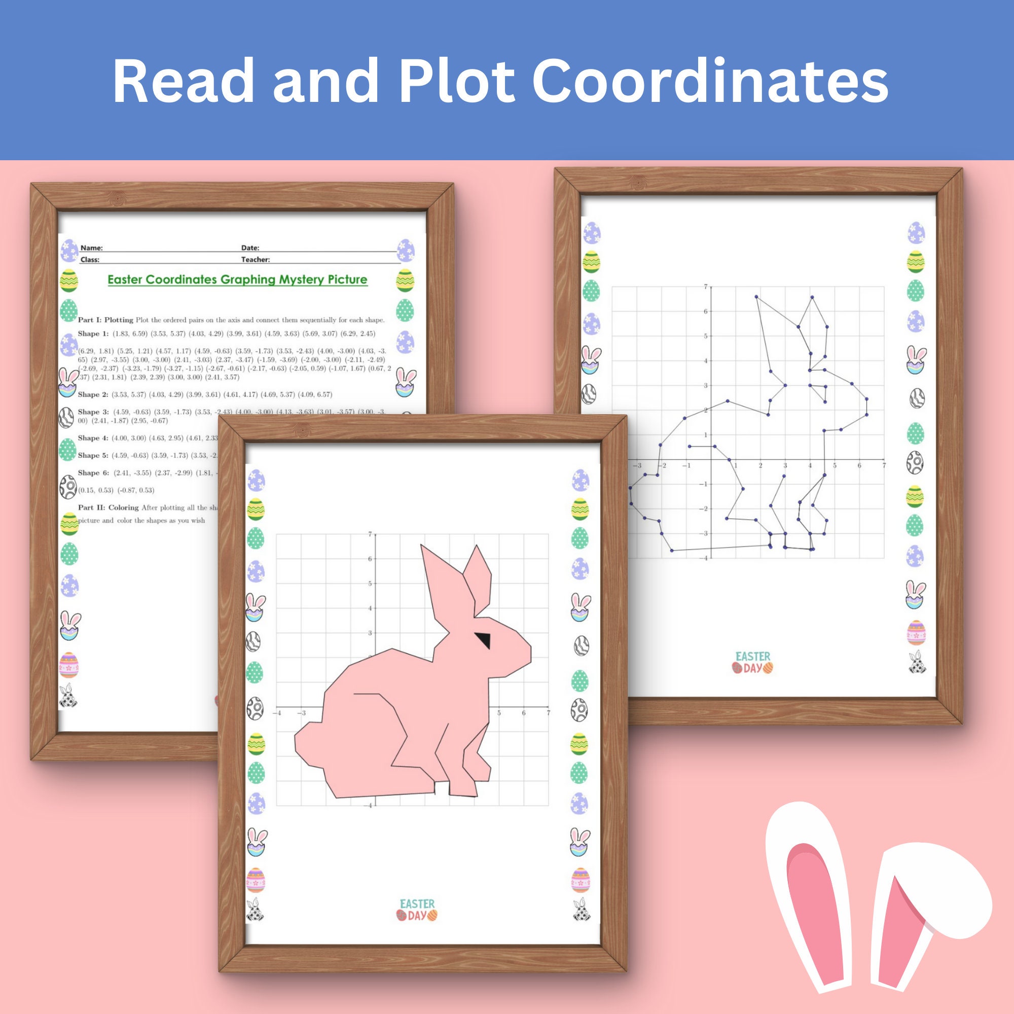 Easter Bunny Spring Coordinate Plane Mystery Graphing Picture Plotting ...