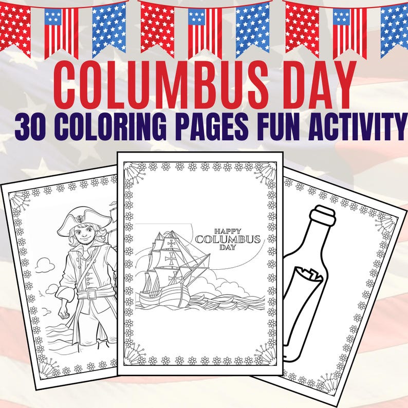 Columbus Day Coloring Pages (30 Sheets) Printable Columbus Day ...