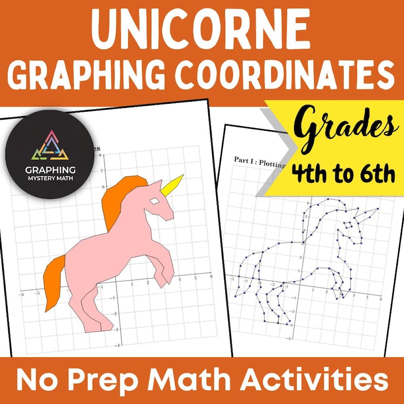 No Prep Beautiful Unicorn Coordinate Plane Math Mystery Graphing ...