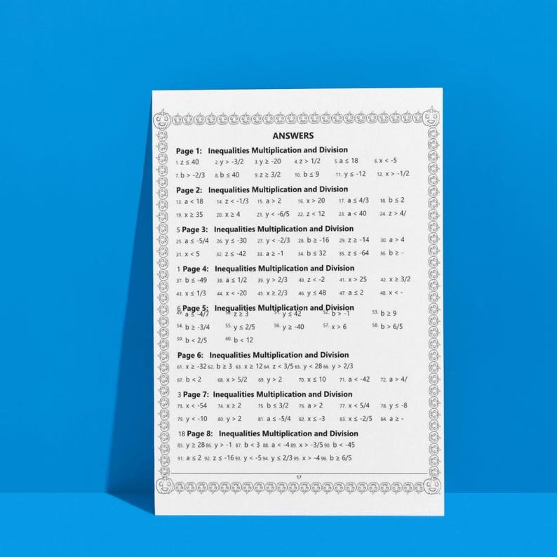 Halloween Inequalities, 16 Worksheets Homeschool Math, Middle School ...