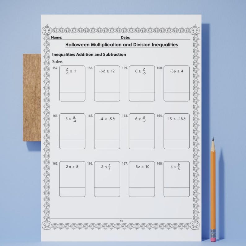 Halloween Inequalities, 16 Worksheets Homeschool Math, Middle School ...