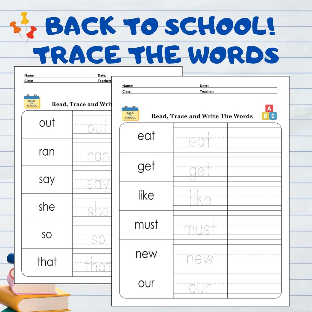 Back to School 20 Printable Trace the Words Worksheet! Alphabetical, A ...