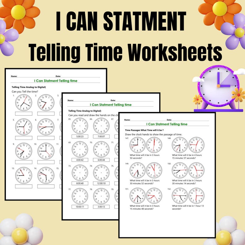 Telling Time Worksheets for Kids | Analog to Digital Clock Practice ...