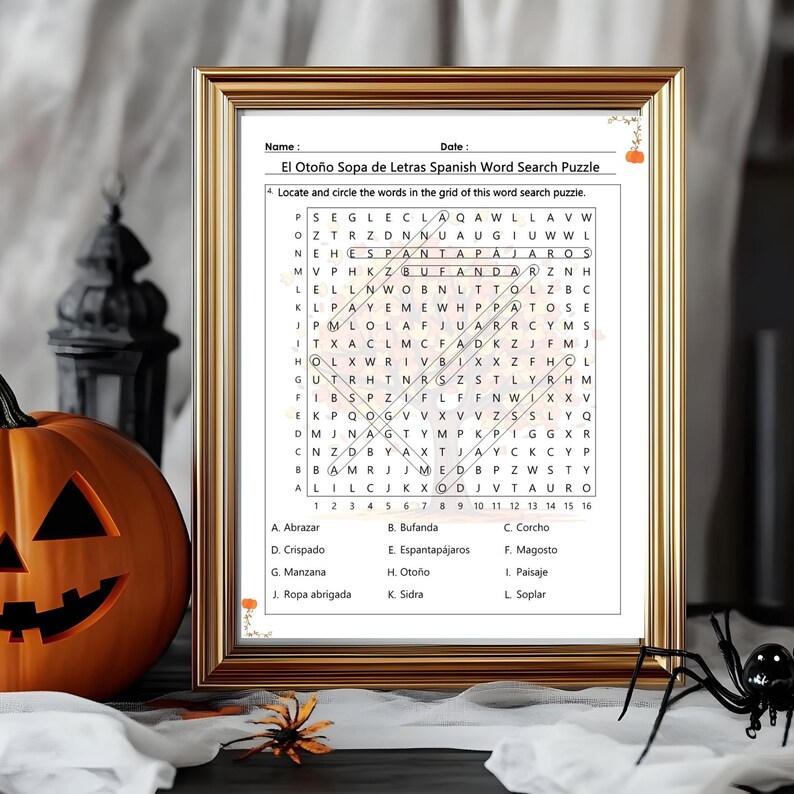 Wordsearch Game in Spanish Espanol Sopa De Letras Actividad 7 Puzzles ...