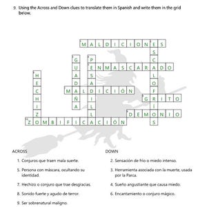 Halloween Printable Spanish Word Search and Crossword 10 Puzzles Noche ...