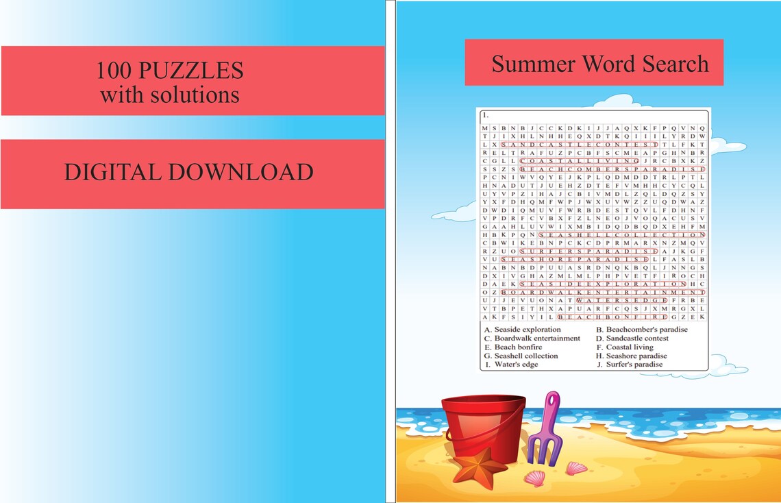 Word Search Puzzle 100 Printable Puzzle Pages for Kids and Adults ...