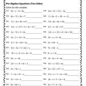 Algebra 1 Equations Bundle 42 Worksheets Practice One Step and Two ...