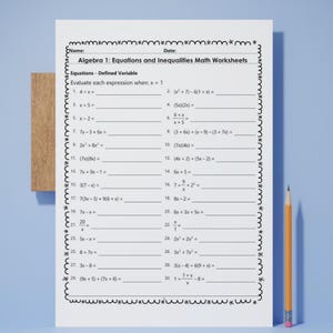 Algebra 1 Equations Bundle 42 Worksheets Practice One Step and Two ...