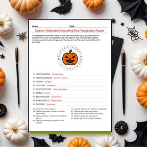 Spanish Halloween 10 Decoding Ring Puzzles Noche De Brujas Espanol ...