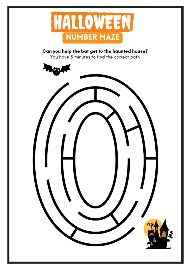 Halloween Number Maze Printable Number Maze Worksheets, Number ...
