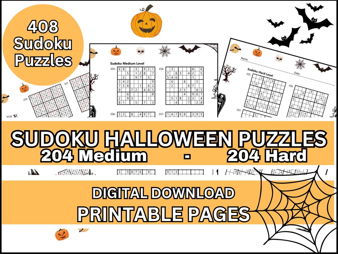Sudoku Puzzles Halloween | 408 Printable Puzzles Medium to Hard (204 ...