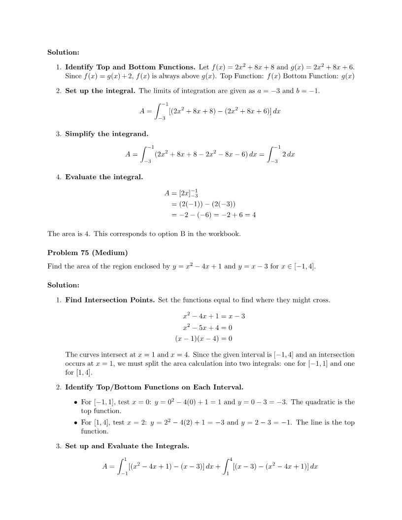 Definite Integrals & Area Between Curves Worksheets | AP Calculus AB/BC ...