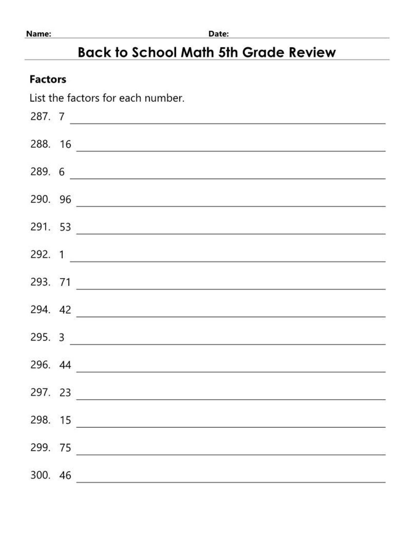 Back to School Math Activities for 6th Grade Math - Review of 5th Grade ...