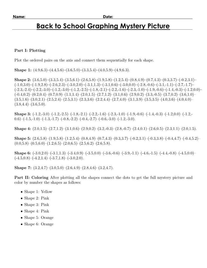 No Prep Beautiful Unicorn Coordinate Plane Math Mystery Graphing ...