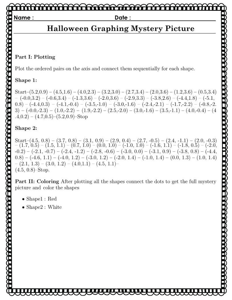 Halloween Graphing Using Coordinates 4 Quadrants Mystery Picture Math ...