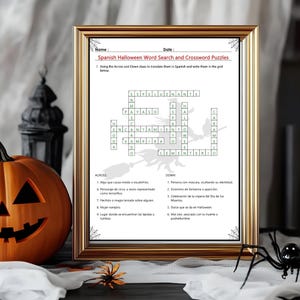 Halloween Printable Spanish Word Search and Crossword 10 Puzzles Noche ...