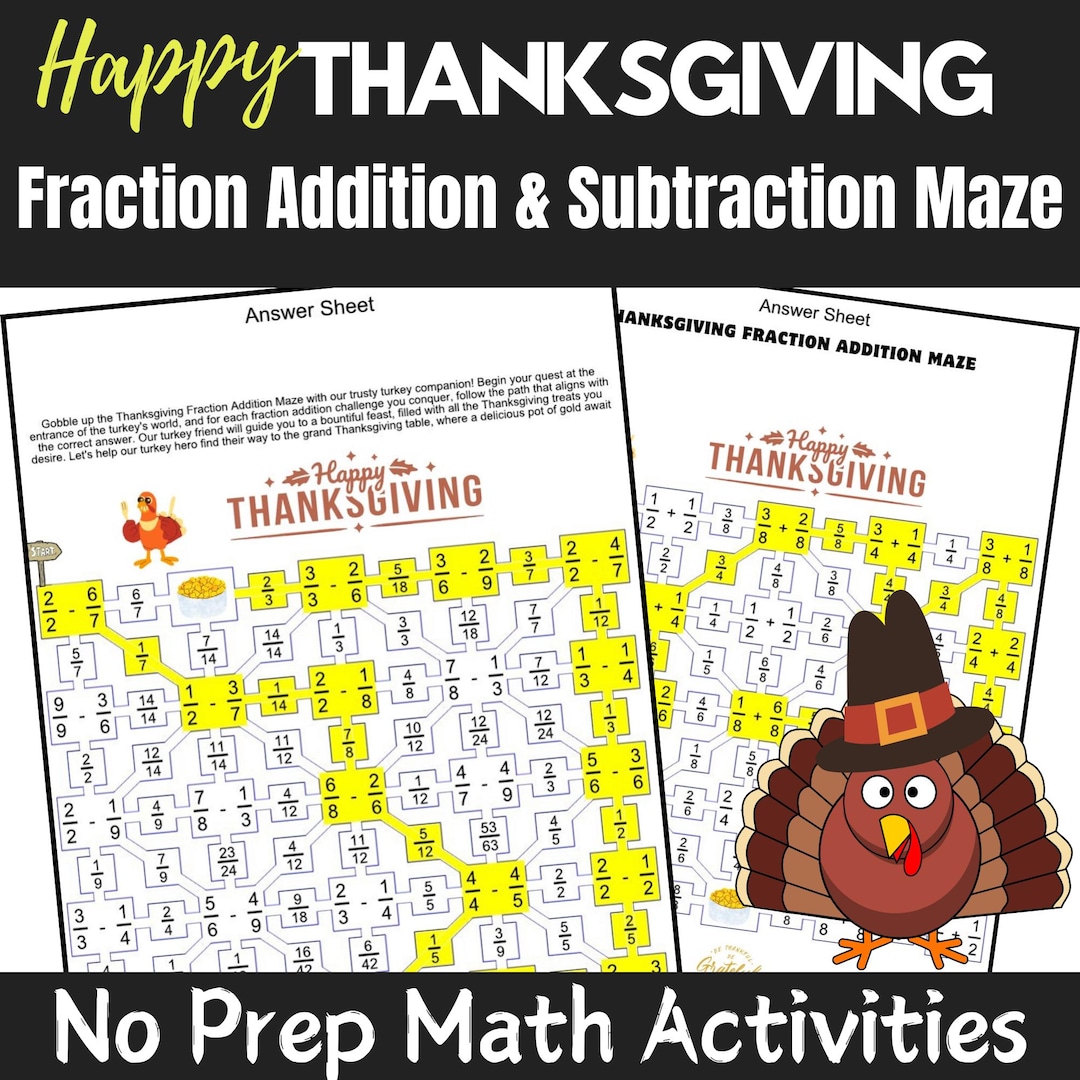 Laberintos de suma y resta de fracciones matemáticas para el Día de ...