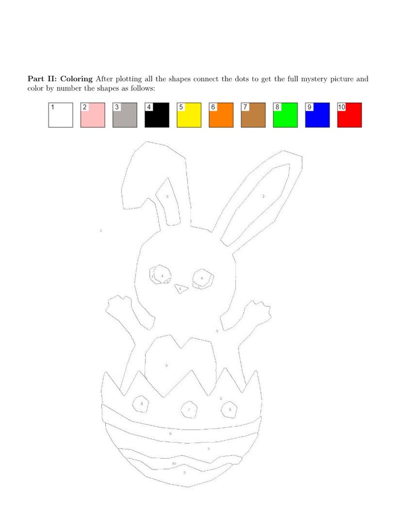 Easter Coordinate Plane Mystery Graphing Picture and Coloring Shapes 4 ...