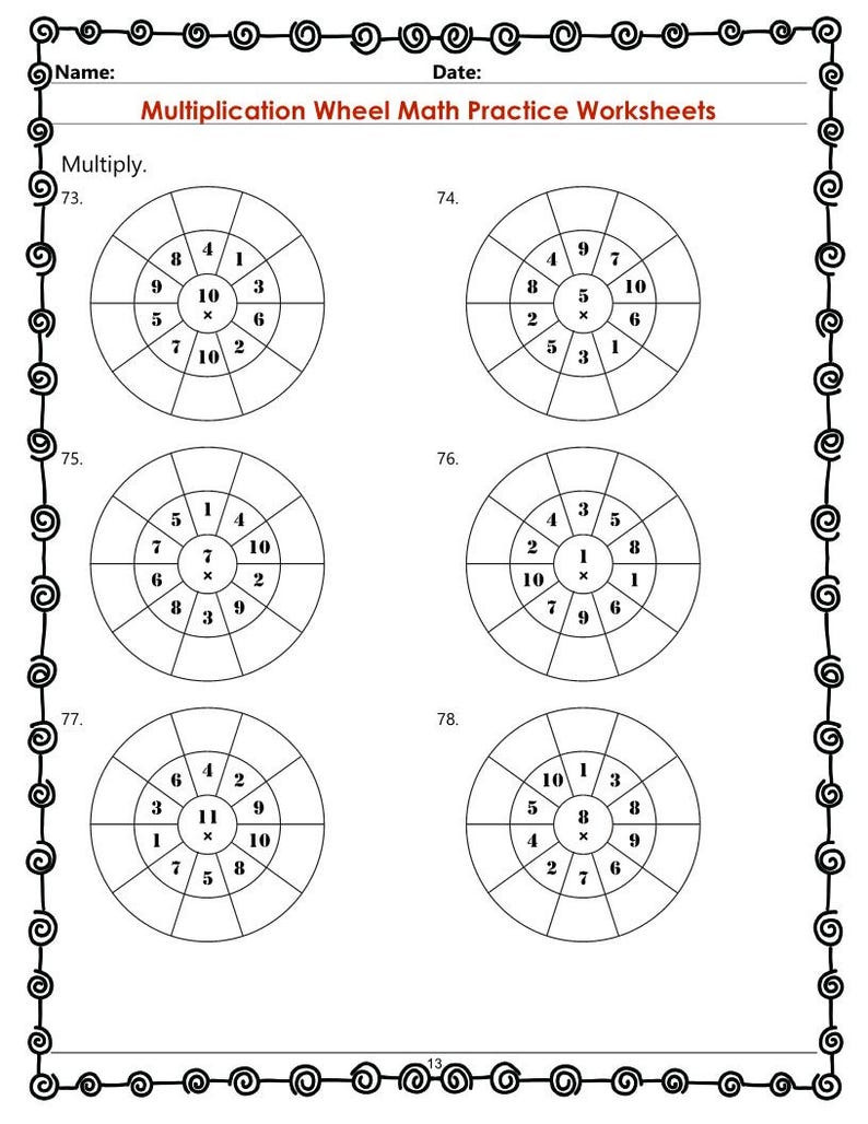 Multiplication Wheels Printable – Grade 3-5 Math Center Activity ...