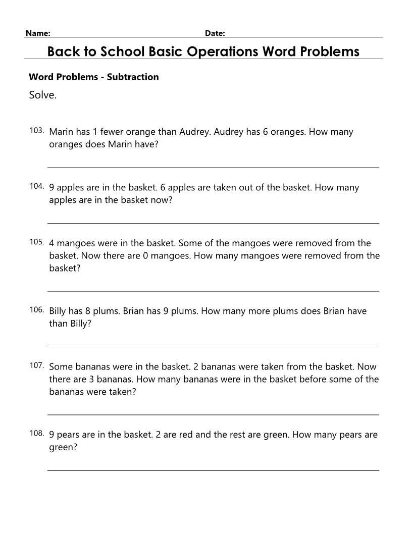 Math Worksheets 3th to 5th Grade | 266 Word Problems | Addition ...