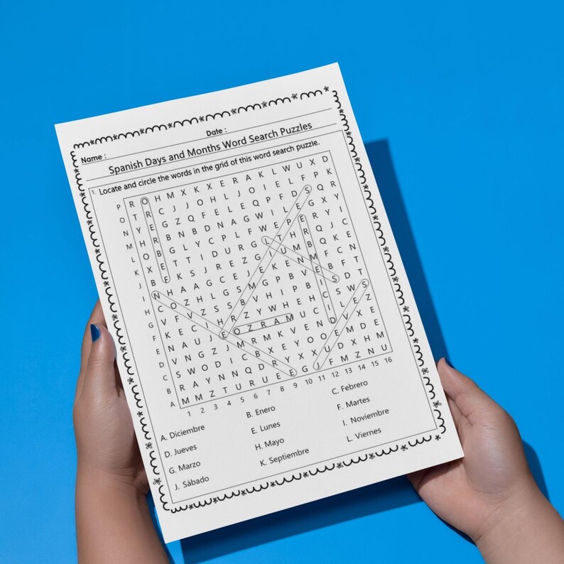 Sopa De Letras De Los Meses Y Días Days & Months 5 Word Search Puzzles ...