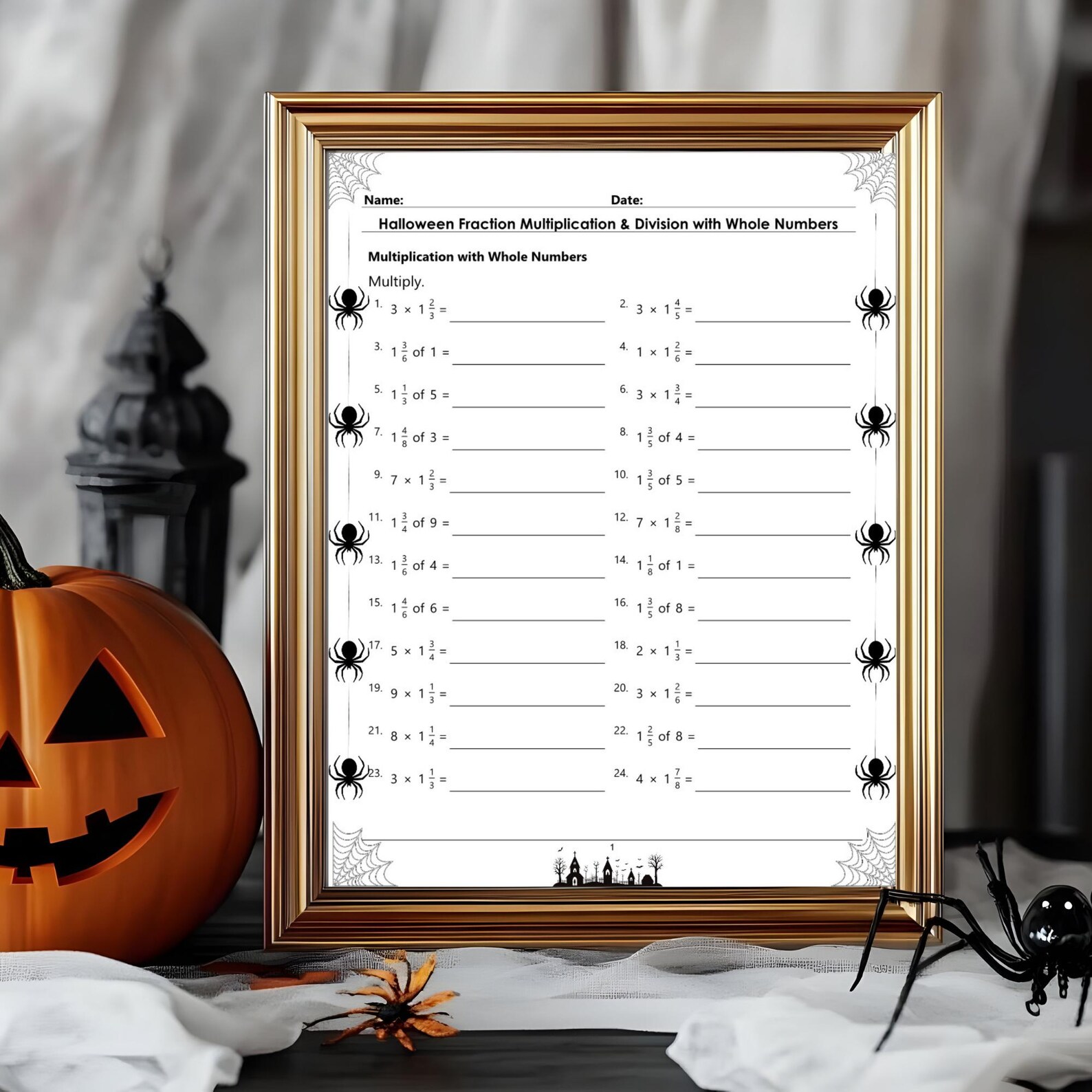 Halloween Math Multiplying and Dividing Fractions by Whole Numbers 5th ...