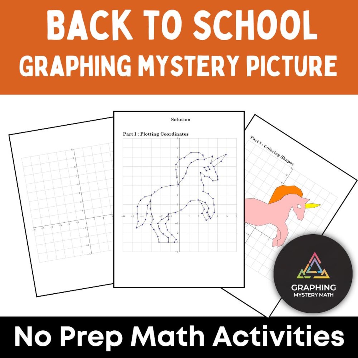 No Prep Beautiful Unicorn Coordinate Plane Math Mystery Graphing ...