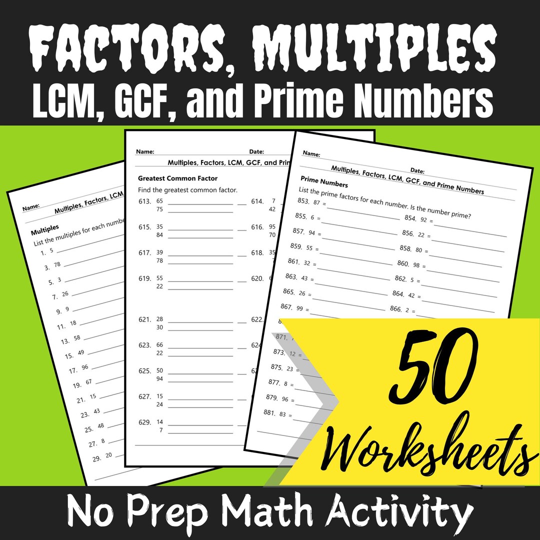 Conquer Factors, LCM, GCF, Multiples, and Primes Printable Worksheets ...