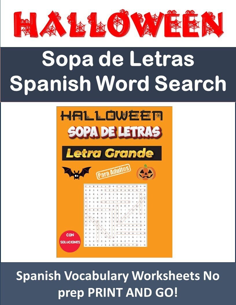 Halloween Sopa De Letras Huge Word Search Spanish Vocabulary Activity ...