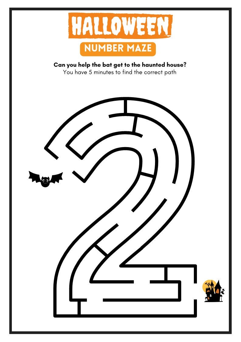 Halloween Number Maze Printable Number Maze Worksheets, Number ...