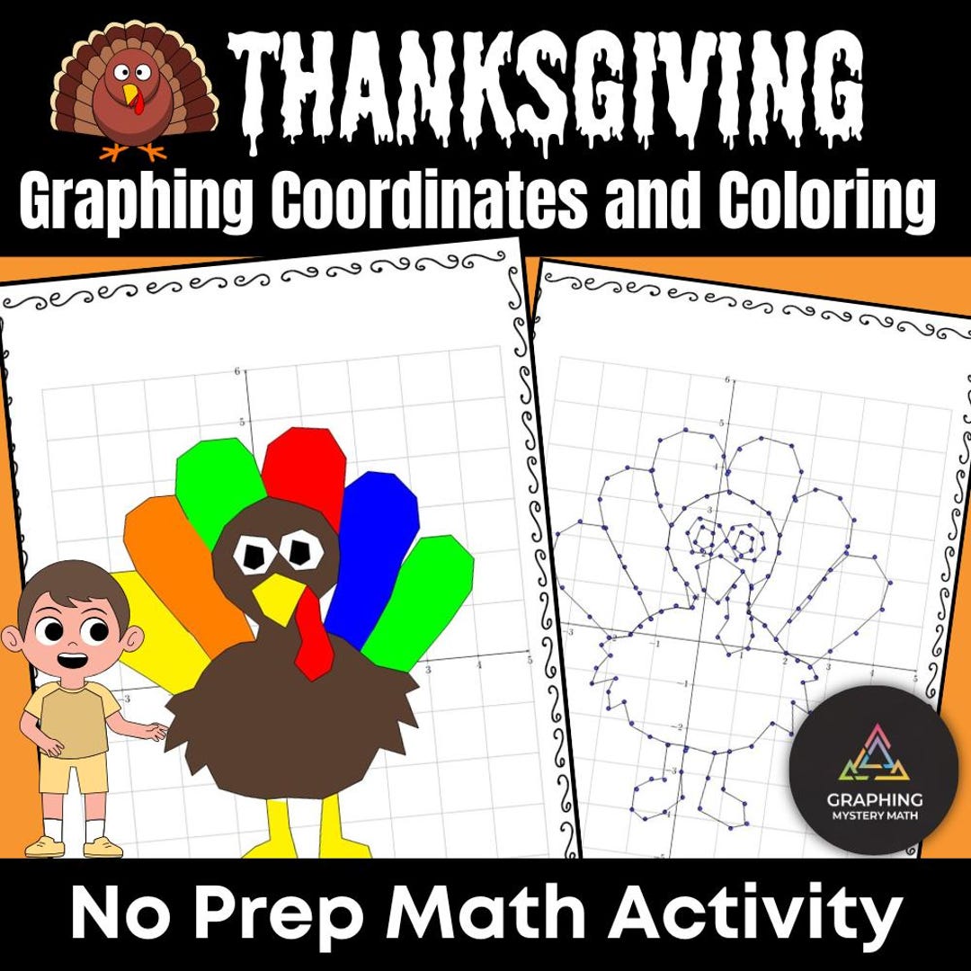 Thanksgiving Turkey Graphing: Math Mystery & Coloring Shapes (PDF) - Etsy