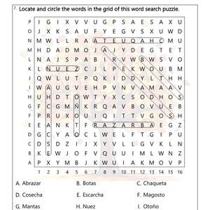 Wordsearch Game in Spanish Espanol Sopa De Letras Actividad 7 Puzzles ...