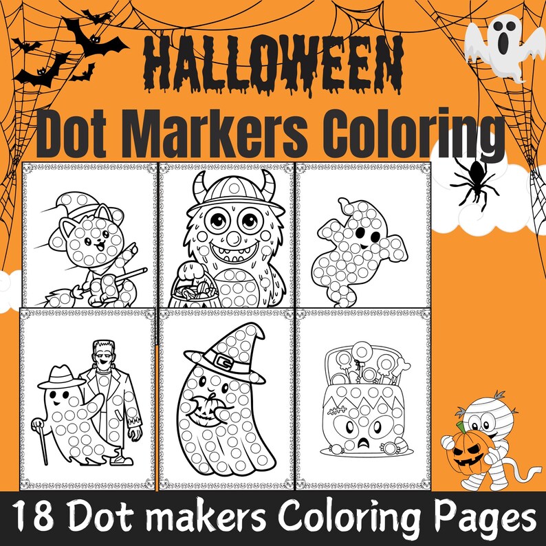 Halloween Dot Marker Printable Cute Dab a Dot Coloring Pages for ...