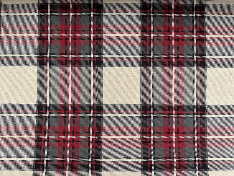 Red & Cream Plaid | Fabric by the Yard, Upholstery, Sewing, Upholstery ...