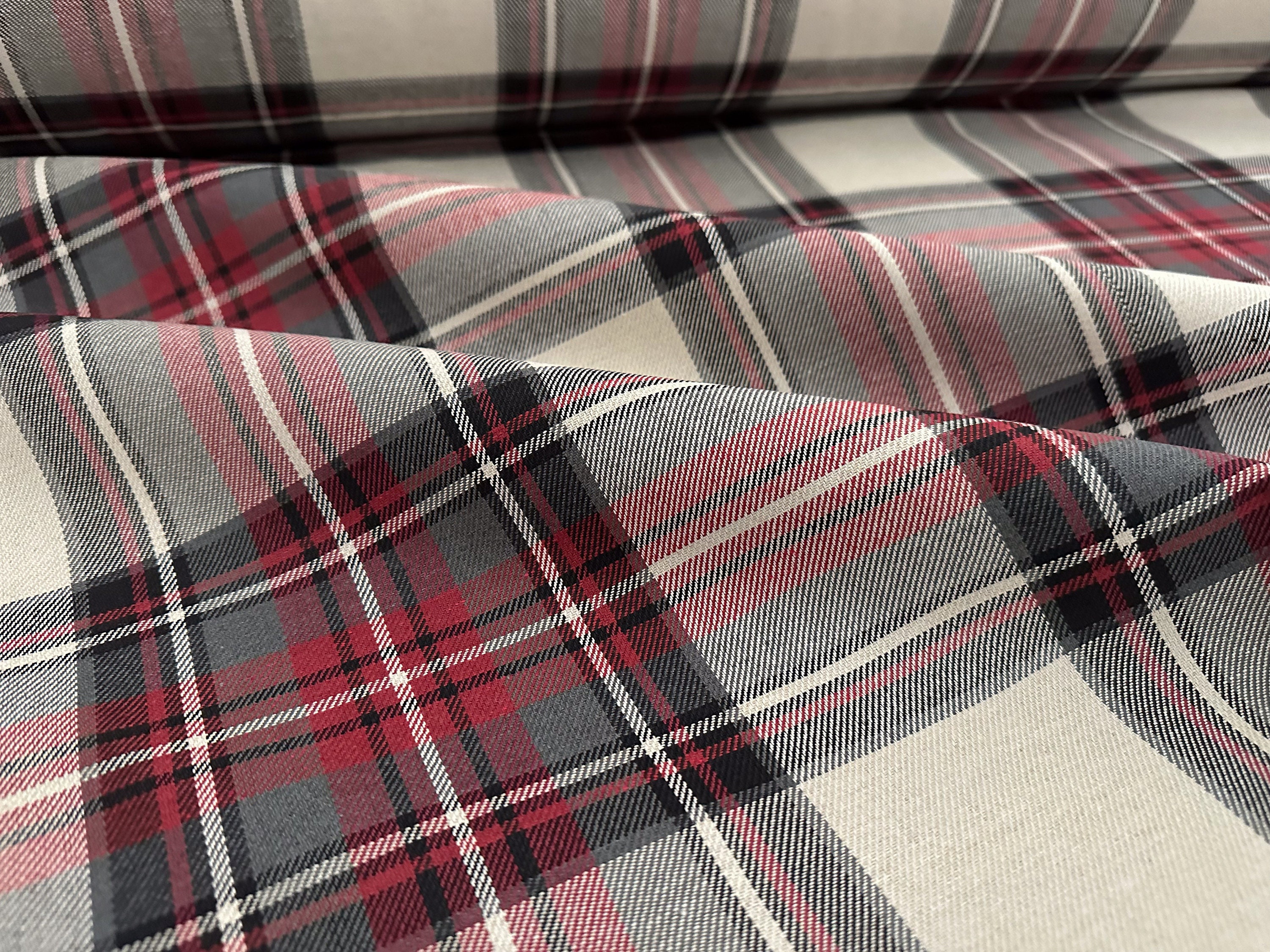 Red & Cream Plaid Fabric by the Yard - Etsy
