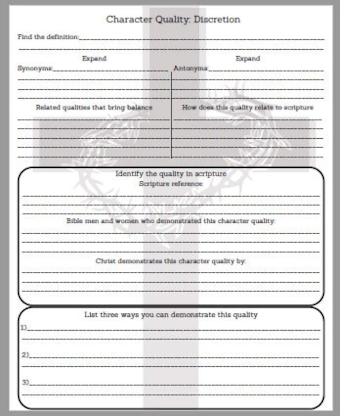 Character Qualities Workbook Booklet - Etsy