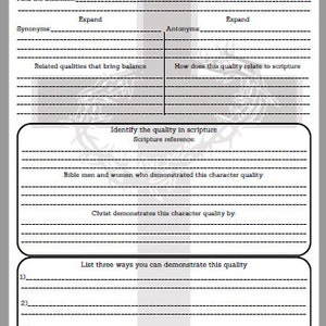 Character Qualities Workbook Booklet - Etsy