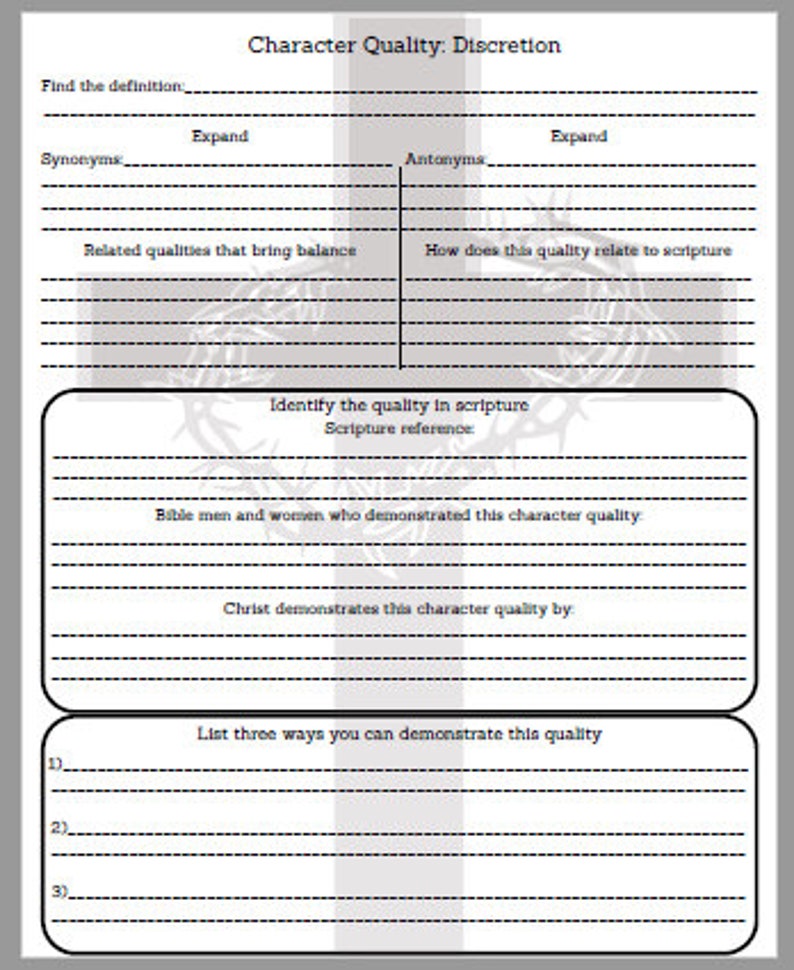 Character Qualities Workbook Booklet - Etsy