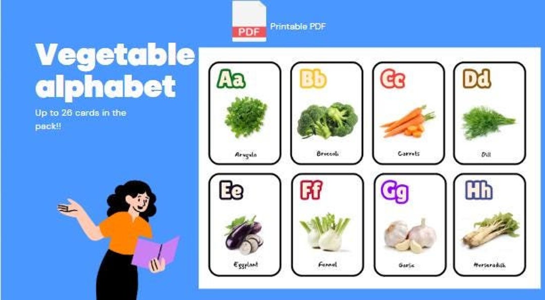 VEGETABLE ALPHABET! Learn the Alphabet Through Vegetables! All 26 ...