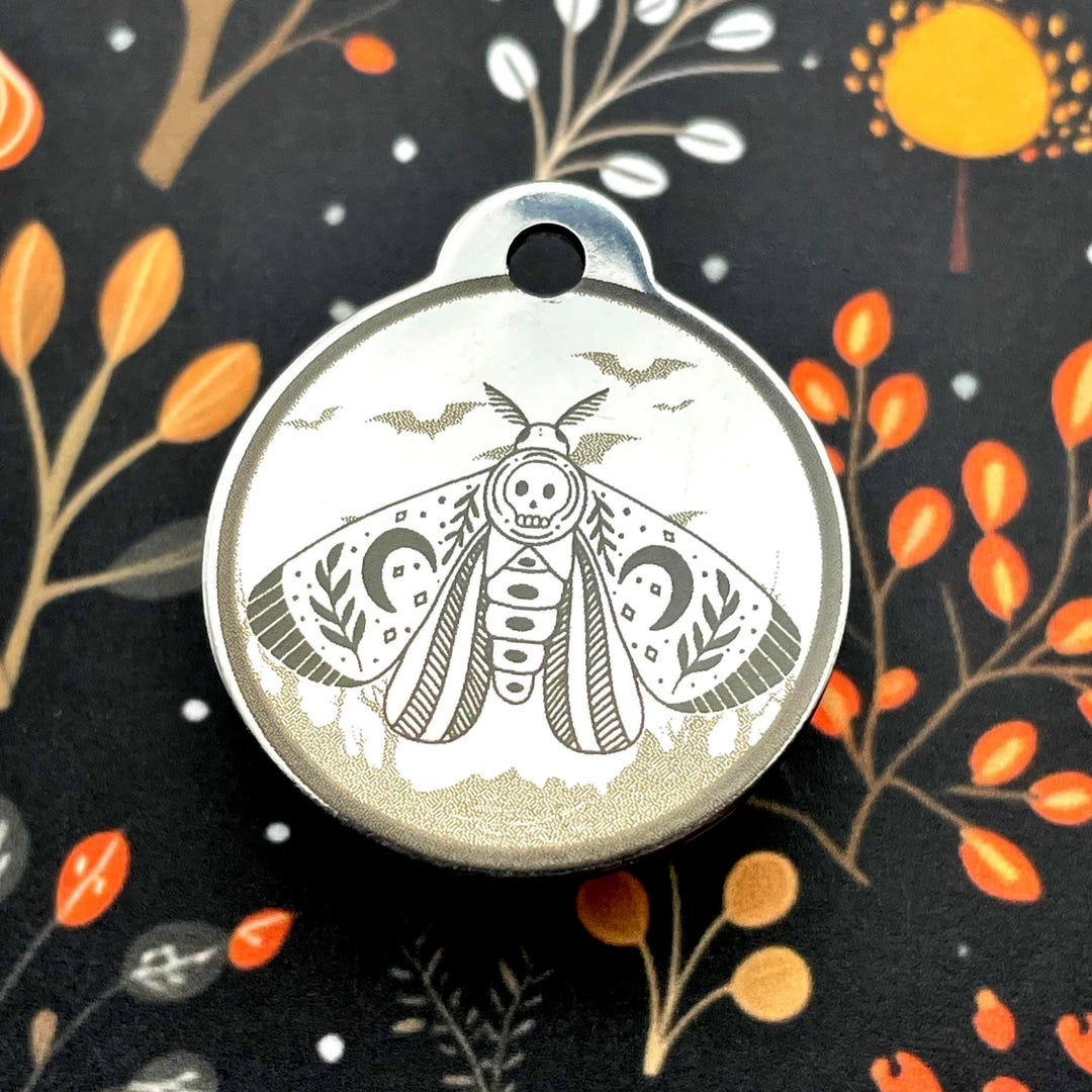 Death's Head Moth Pet Identification Tag - Personalized Dog and Cat ...