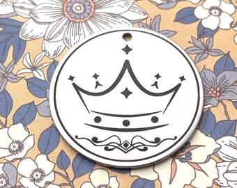 Engraved Crown Pet ID Tag Cat or Dog Royal Purple and Gold Name Tag ...