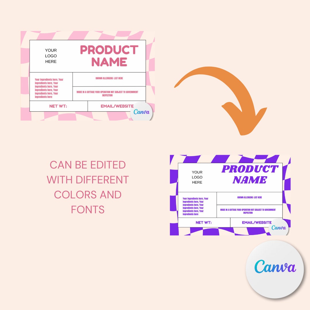 CUSTOM Cottage Food Label Template - Digital Download - Etsy