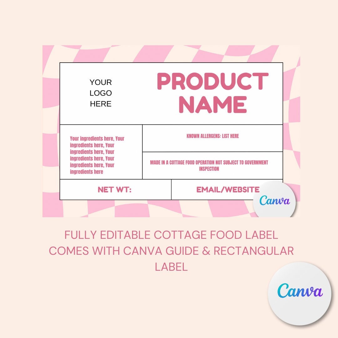 CUSTOM Cottage Food Label Template - Digital Download - Etsy